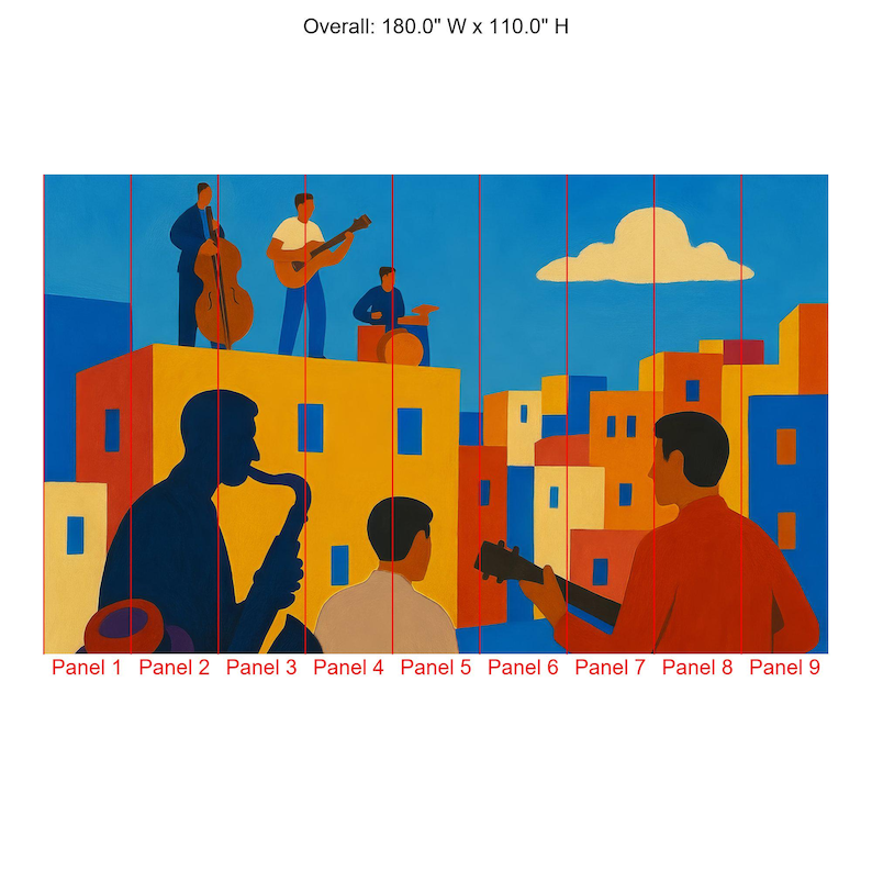 Jazz Band Wall Mural: Colorful Urban Music Art - Removable Wallpaper - Etsy