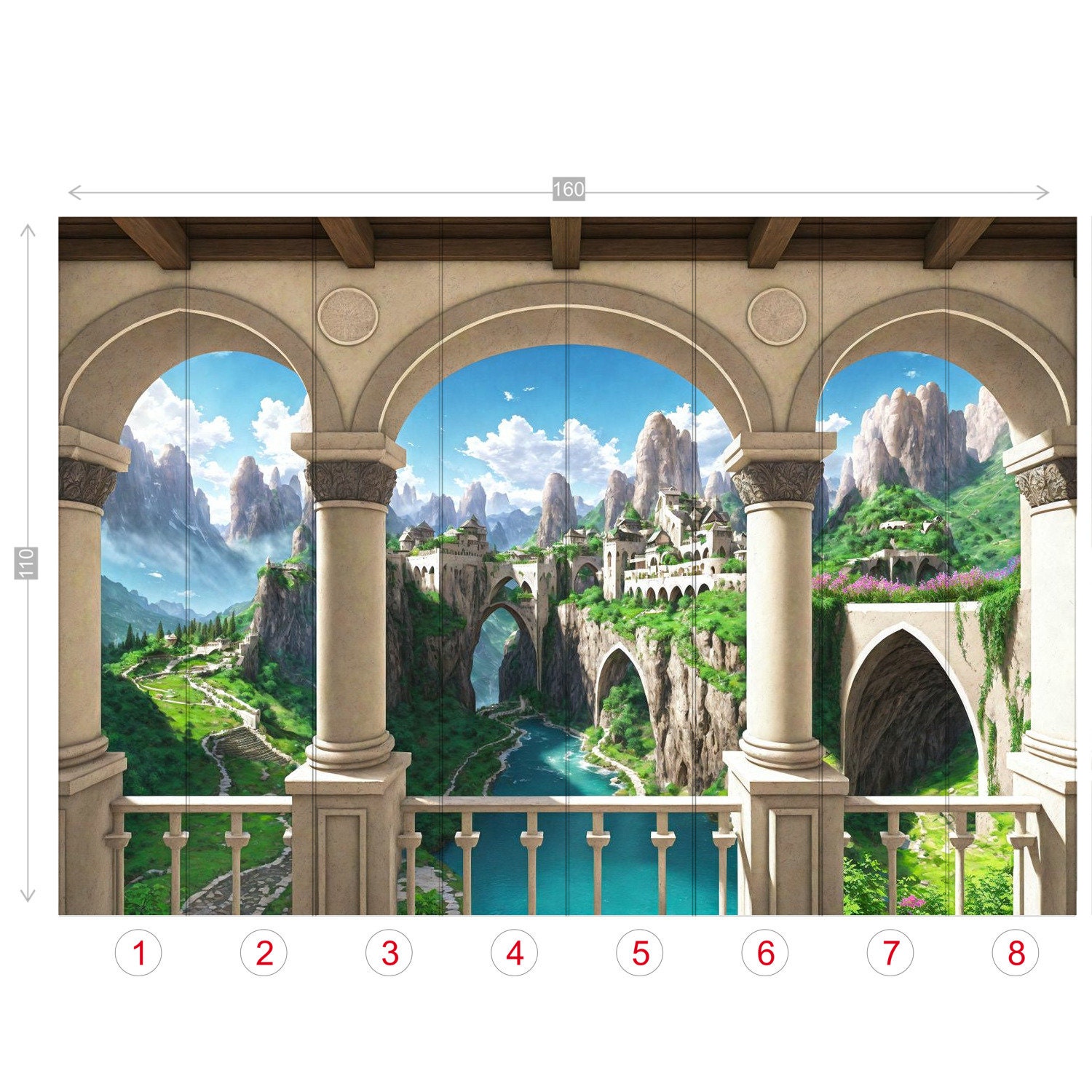 Fantasy Castle Balcony Wallpaper: Mountain Landscape Peel & Stick - Etsy