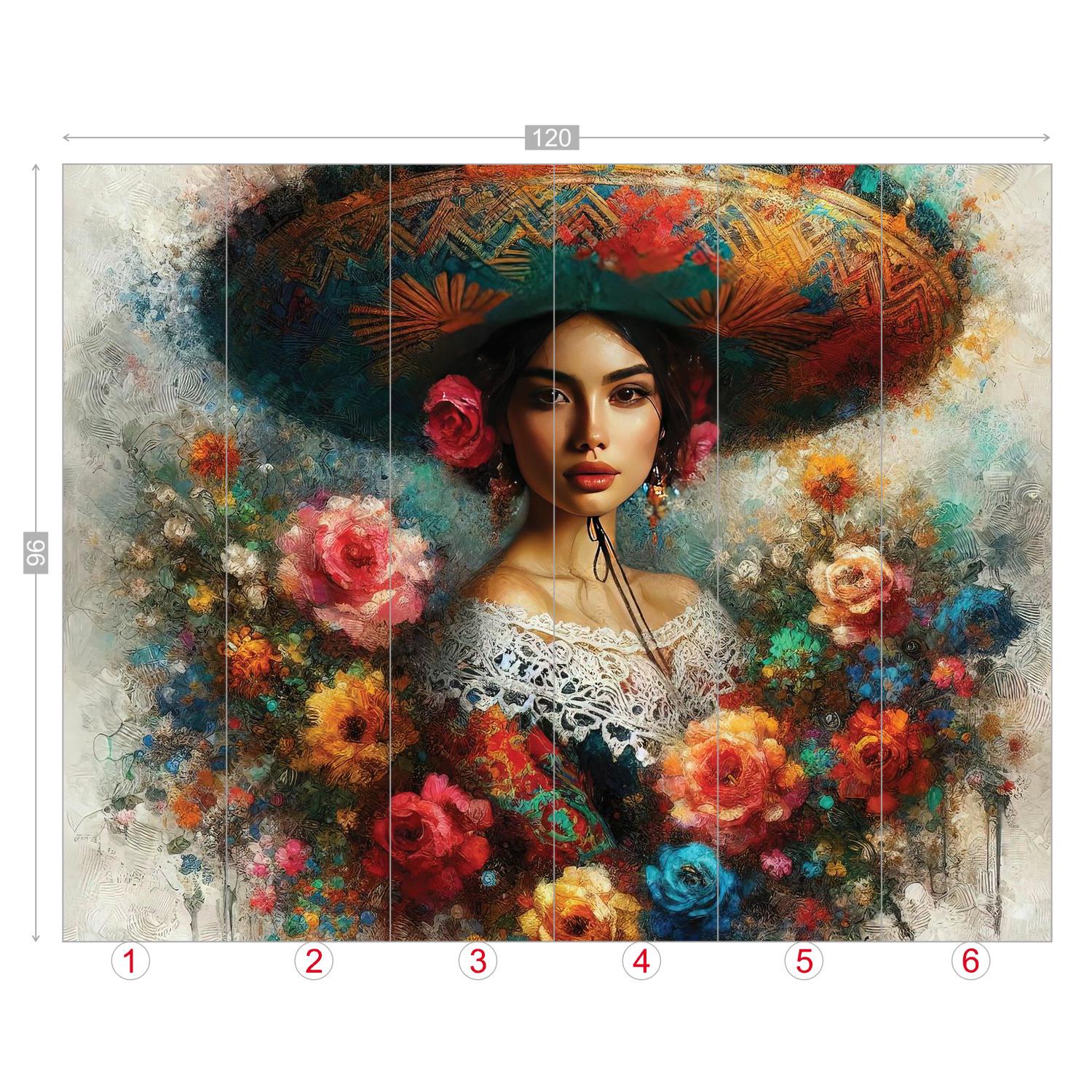 Mexican Art Peel and Stick Wallpaper: Sombrero Floral Design - Etsy
