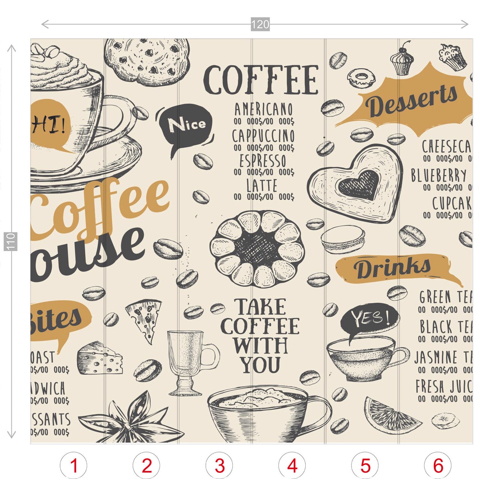 Retro Coffee House Peel and Stick Wallpaper: Vintage Cafe Decor - Etsy