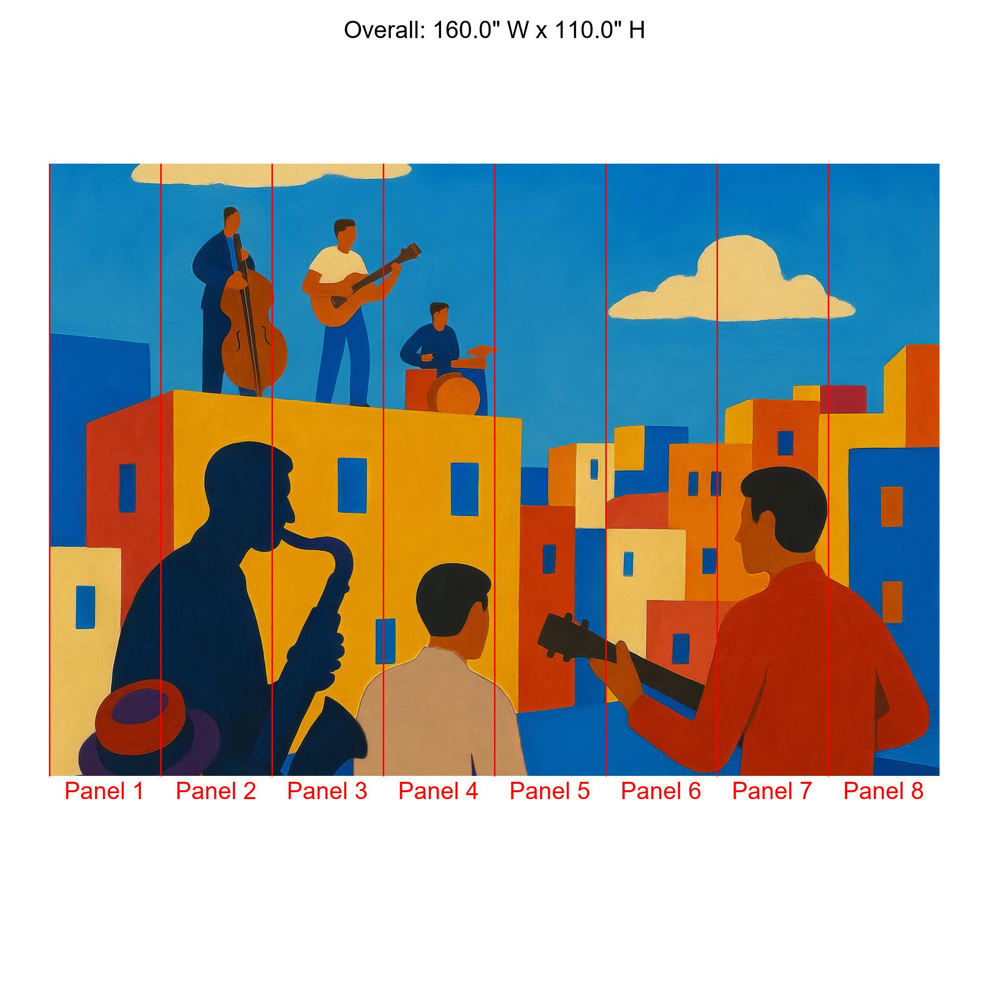 Jazz Band Wall Mural: Colorful Urban Music Art - Removable Wallpaper - Etsy