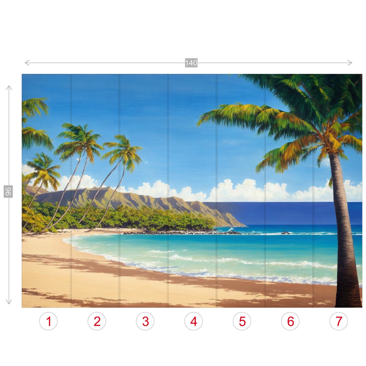 Hawaiian Mural, Seaside Wall Mural, Peel and Stick Wallpaper, Travel ...