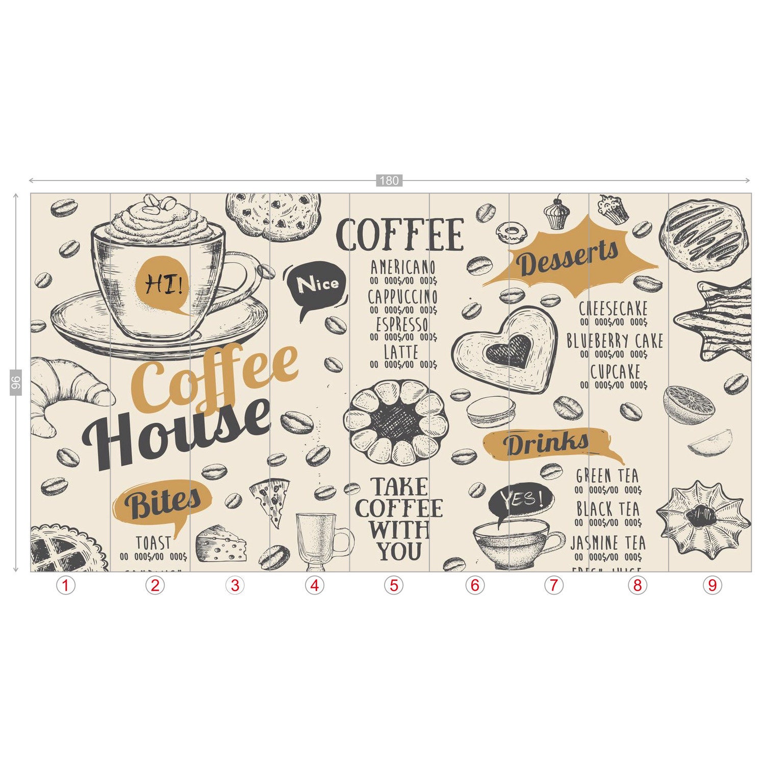 Retro Coffee House Peel and Stick Wallpaper: Vintage Cafe Decor - Etsy