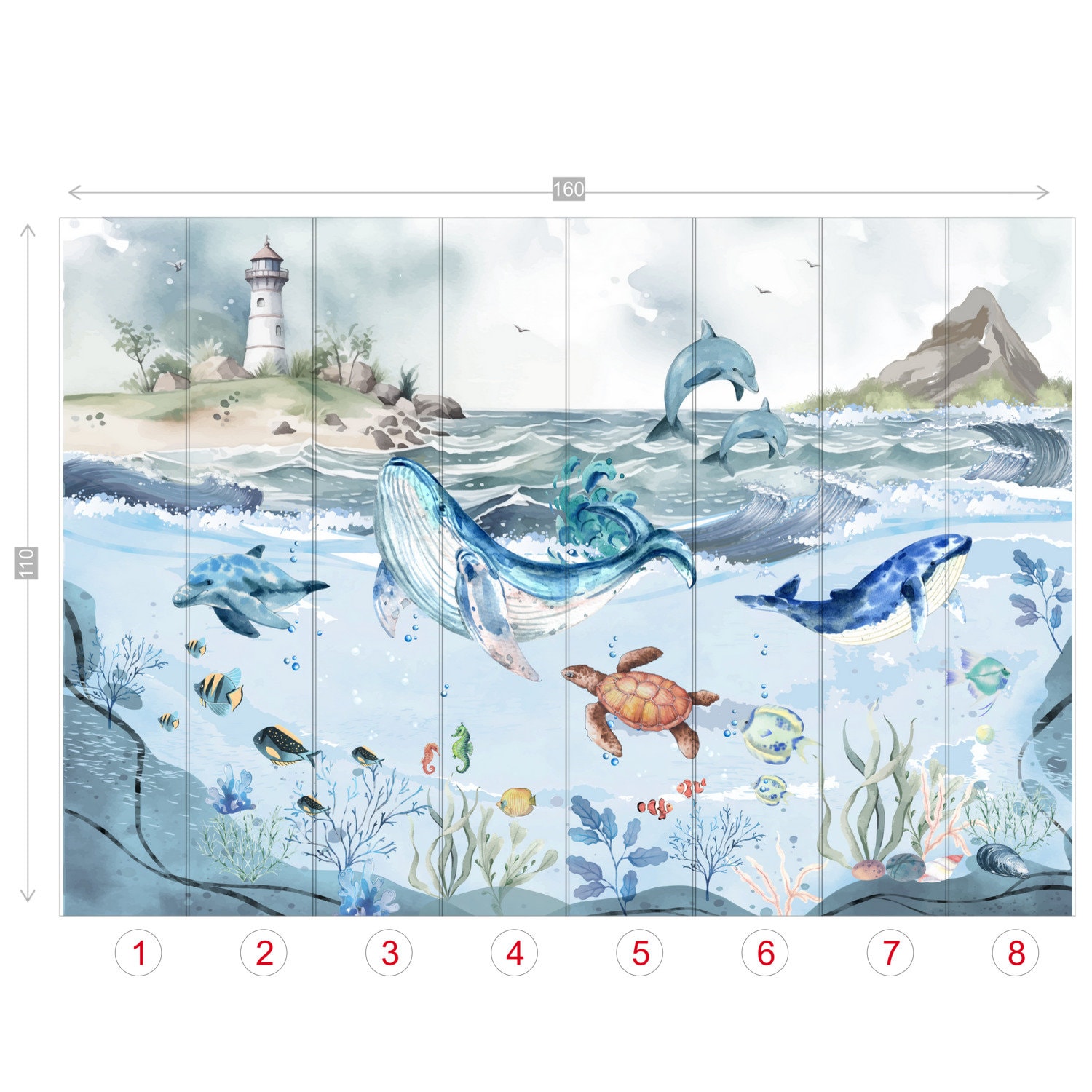 Ocean Life Wallpaper, Sea World Wallpaper, Mural for Kids Room, Boy ...