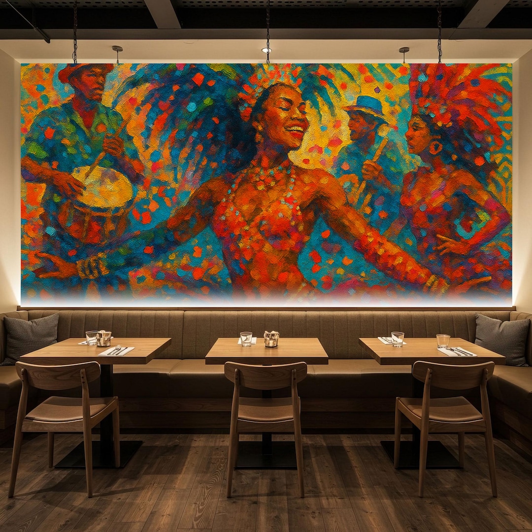 Samba Carnival Mural: Vibrant Peel-and-stick Wallpaper for Restaurant ...