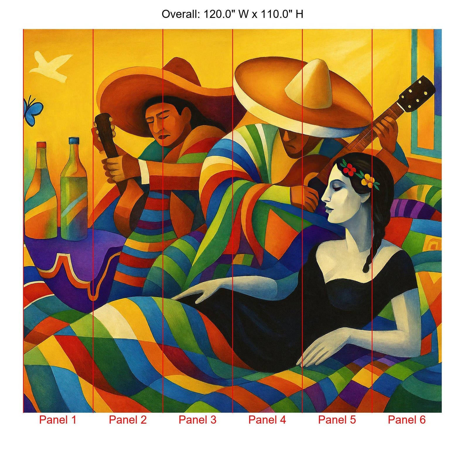 Mexican Abstract Expressionist Peel and Stick Wallpaper: Mariachi ...