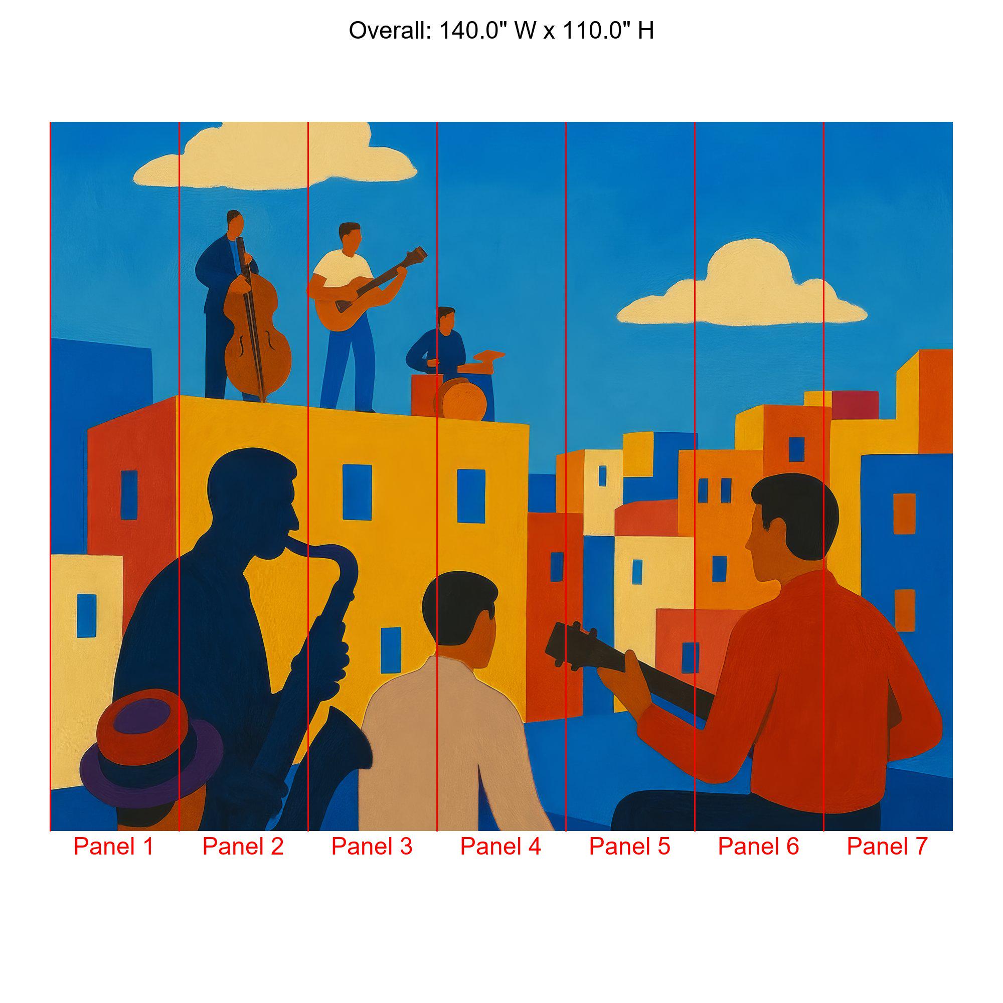 Jazz Band Wall Mural: Colorful Urban Music Art - Removable Wallpaper - Etsy