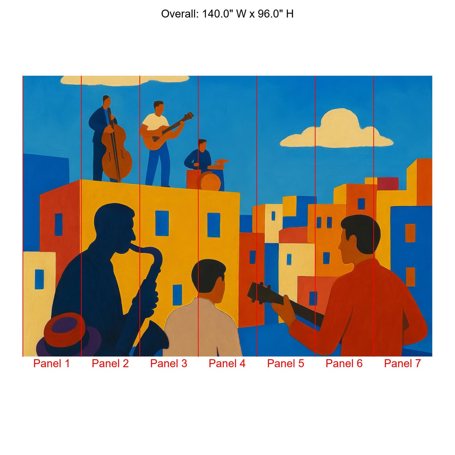 Jazz Band Wall Mural: Colorful Urban Music Art - Removable Wallpaper - Etsy