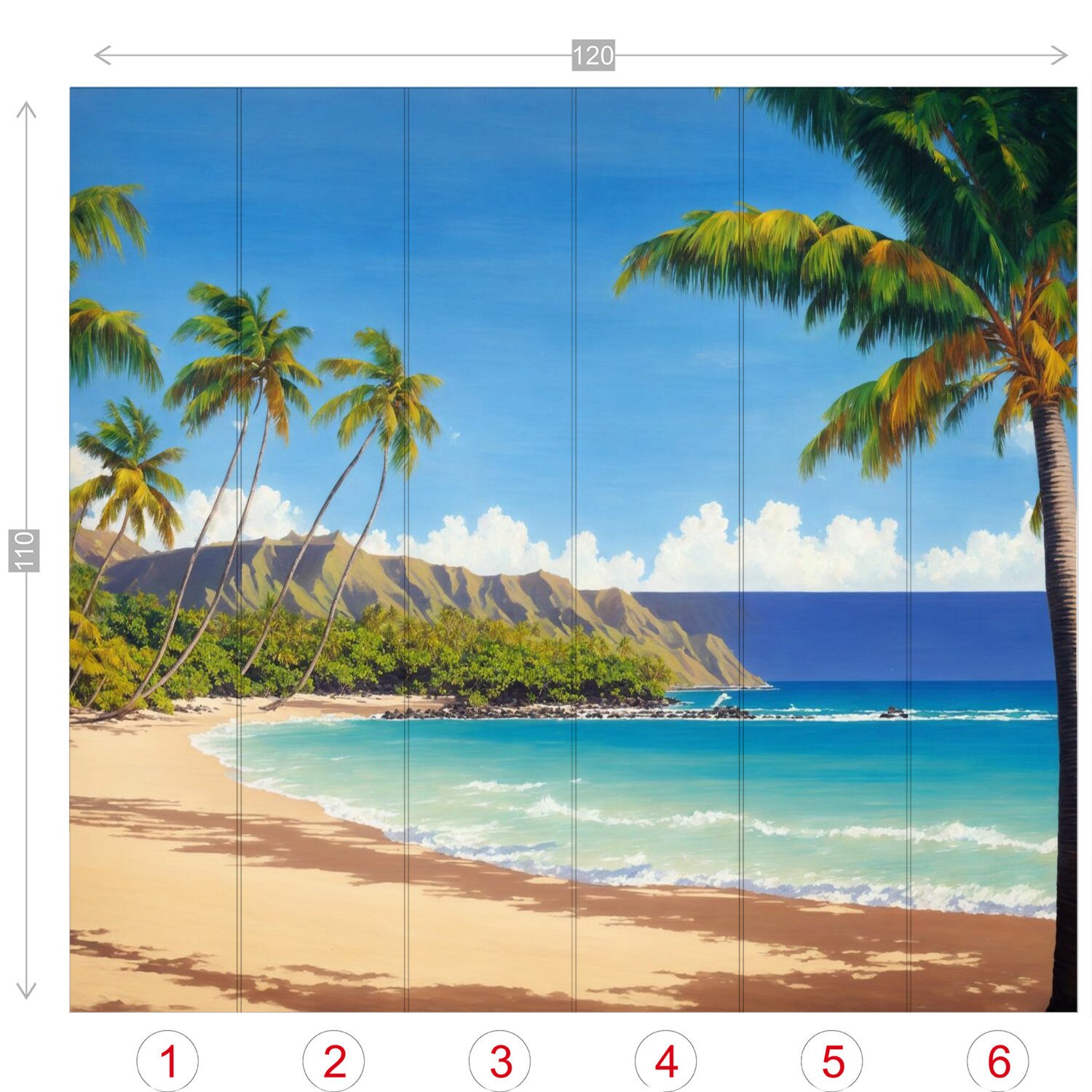 Hawaiian Mural, Seaside Wall Mural, Peel and Stick Wallpaper, Travel ...