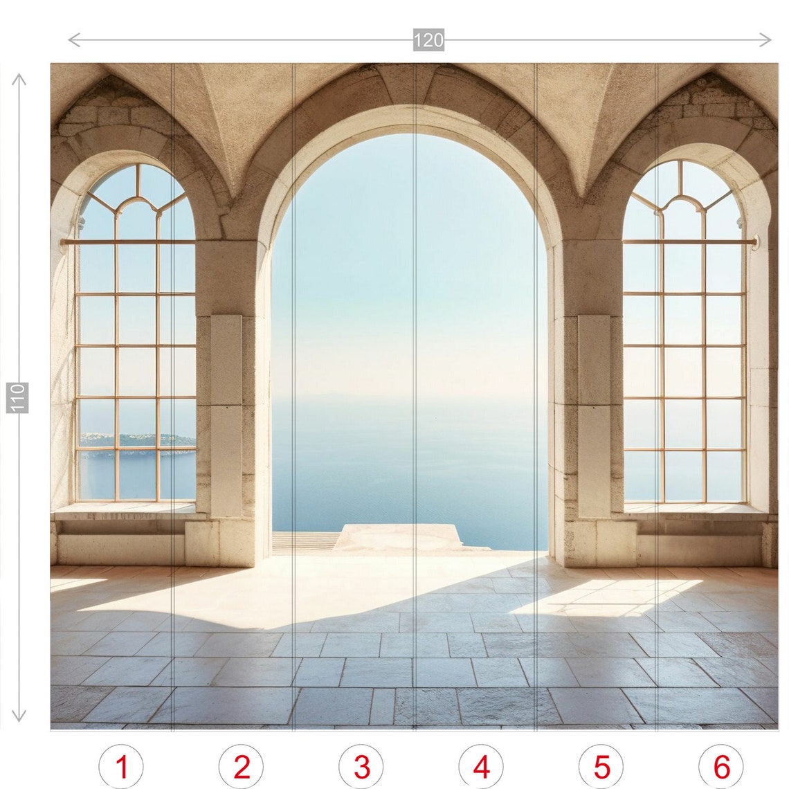 Castle Balcony, Historic Medieval Stone Arch Windows, Ocean View ...