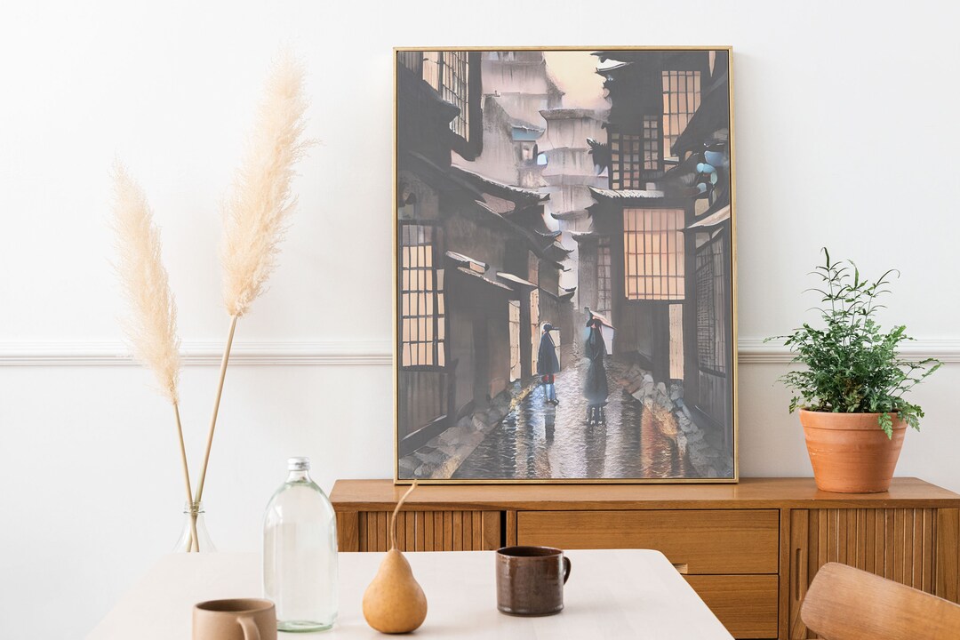 Japanese City Street Matte Painting, Set of 10 Digital Download for DIY ...