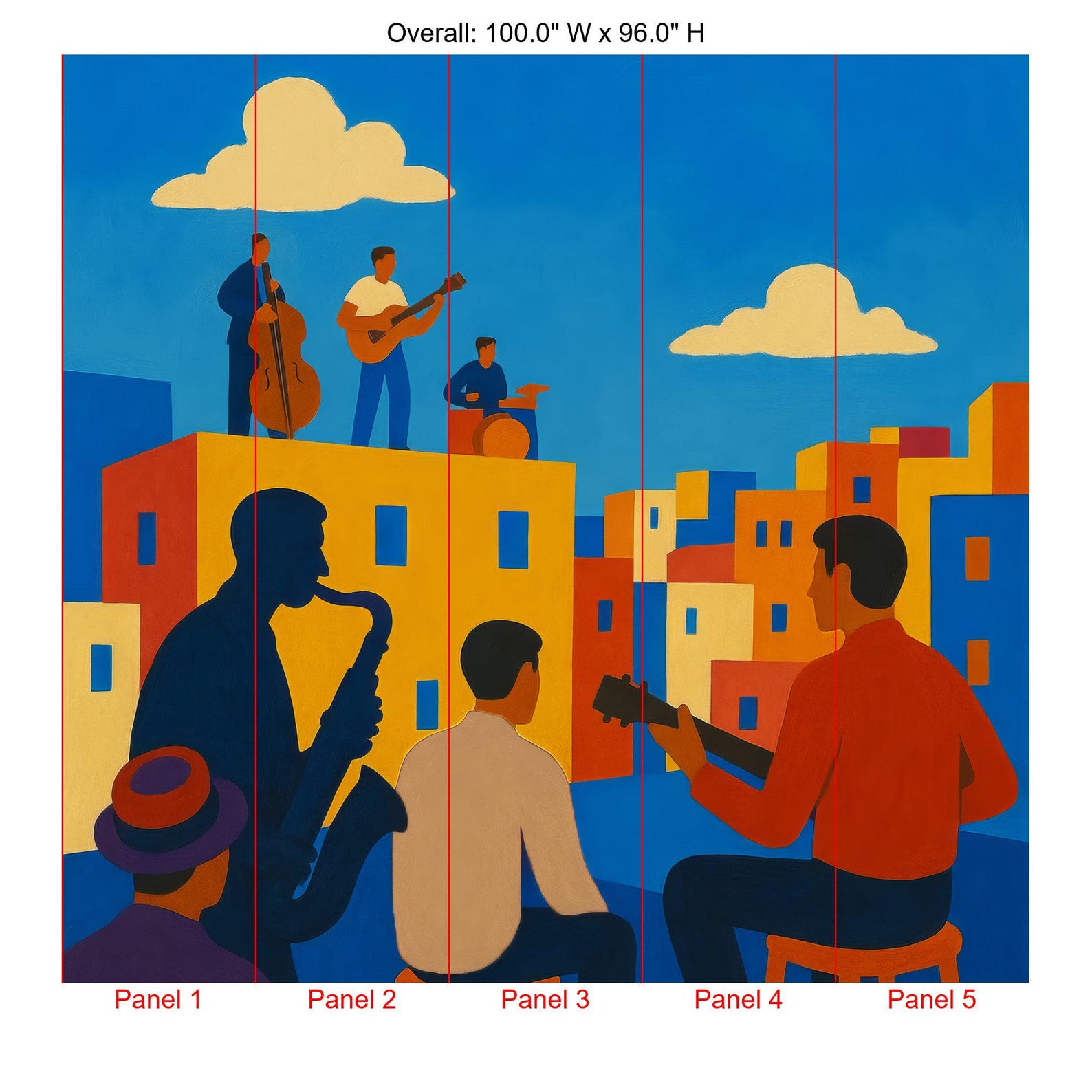 Jazz Band Wall Mural: Colorful Urban Music Art - Removable Wallpaper - Etsy