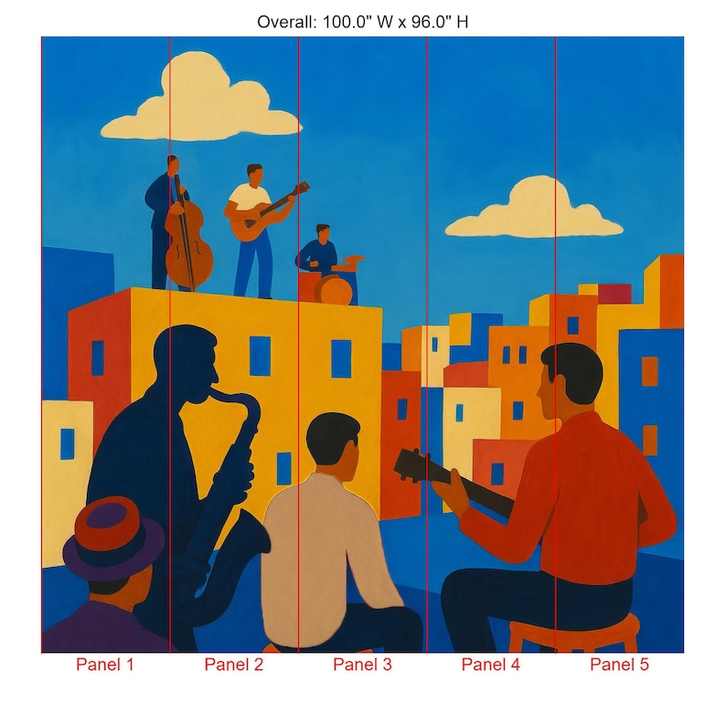 Jazz Band Wall Mural: Colorful Urban Music Art - Removable Wallpaper - Etsy
