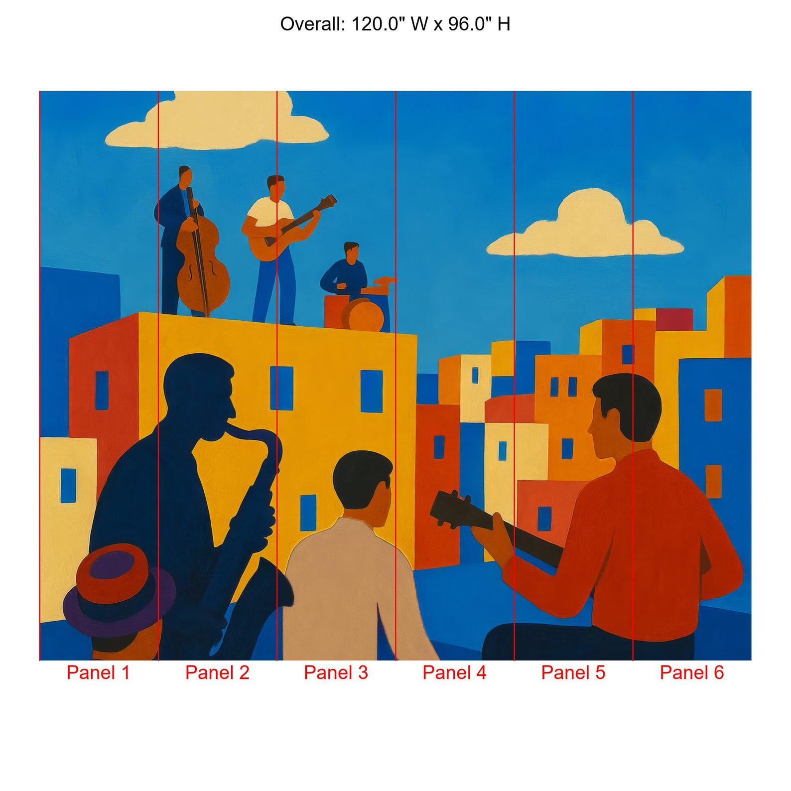 Jazz Band Wall Mural: Colorful Urban Music Art - Removable Wallpaper - Etsy