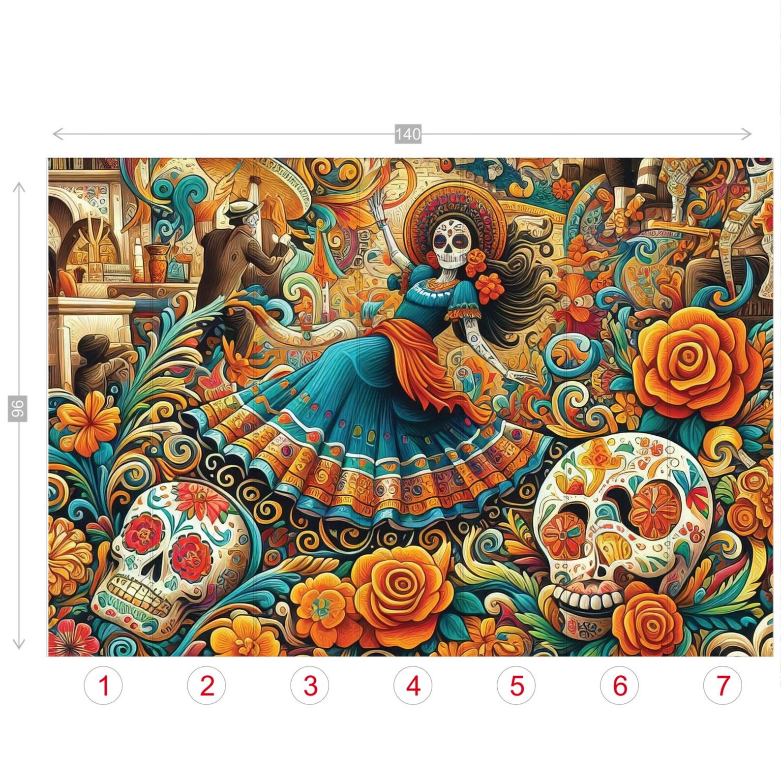 La Catrina Peel and Stick Wallpaper: Mexican Folk Art Mural - Etsy