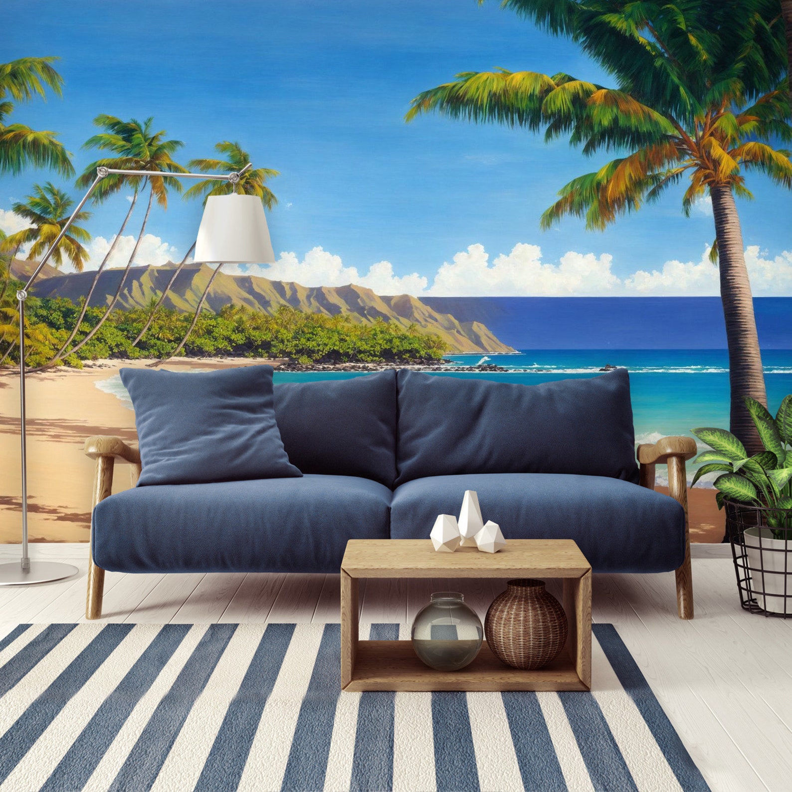 Hawaiian Mural, Seaside Wall Mural, Peel and Stick Wallpaper, Travel ...