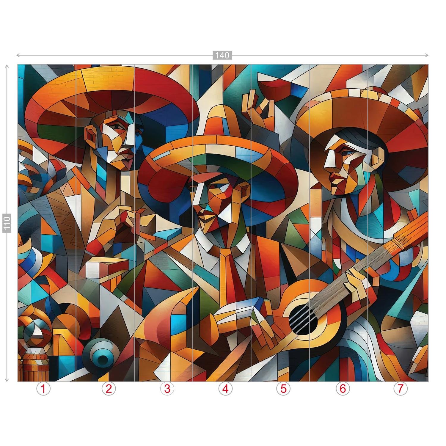 Cubist Mexican Mural Wallpaper: Geometric Folk Art, Vibrant Colors - Etsy