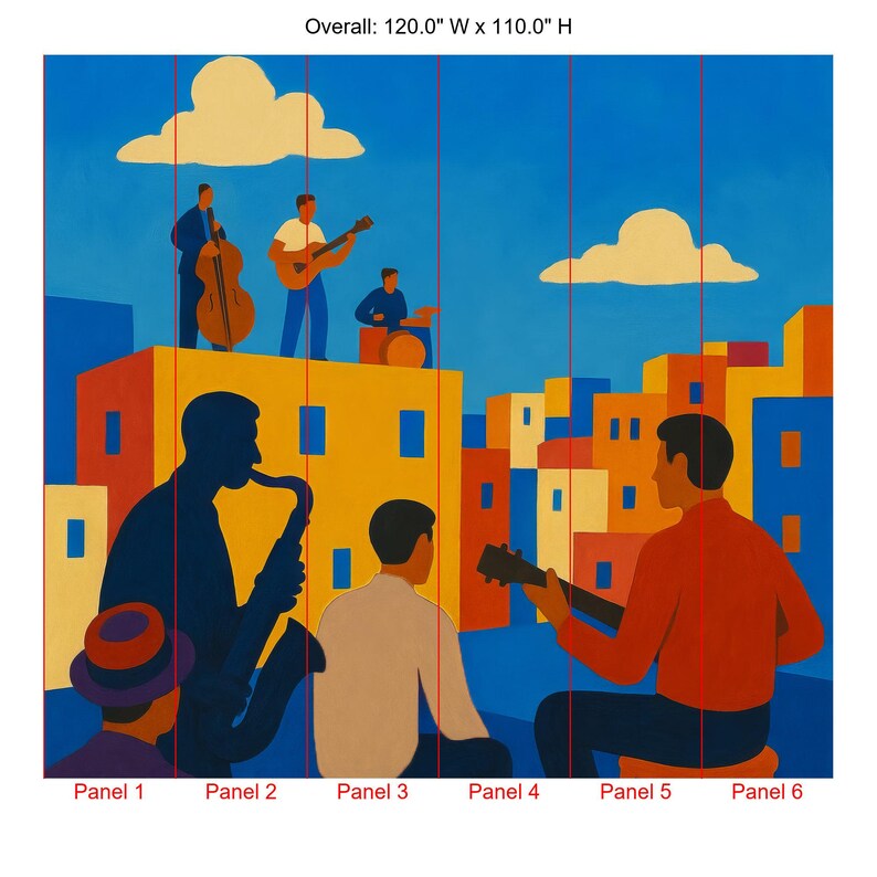 Jazz Band Wall Mural: Colorful Urban Music Art - Removable Wallpaper - Etsy