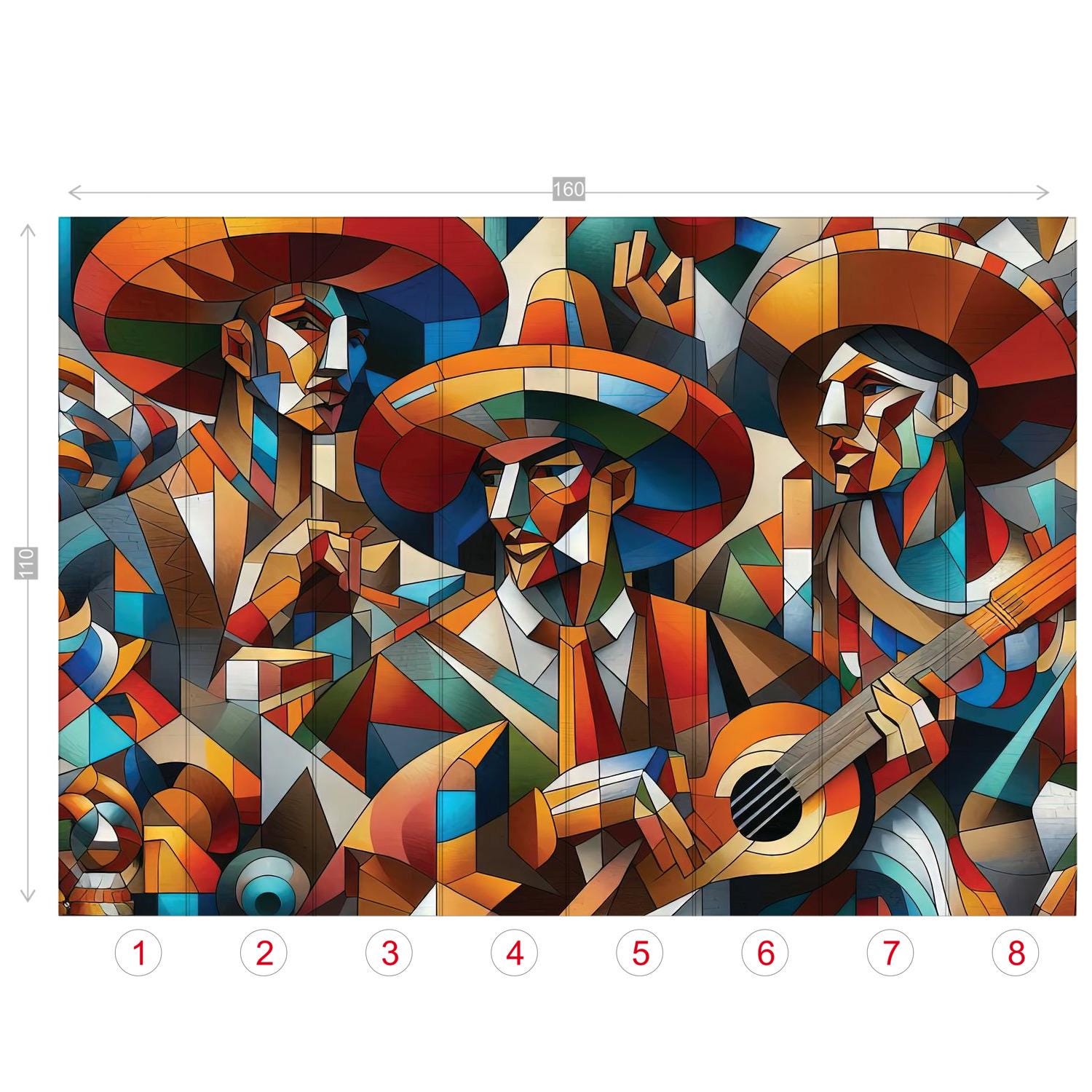 Cubist Mexican Mural Wallpaper: Geometric Folk Art, Vibrant Colors - Etsy