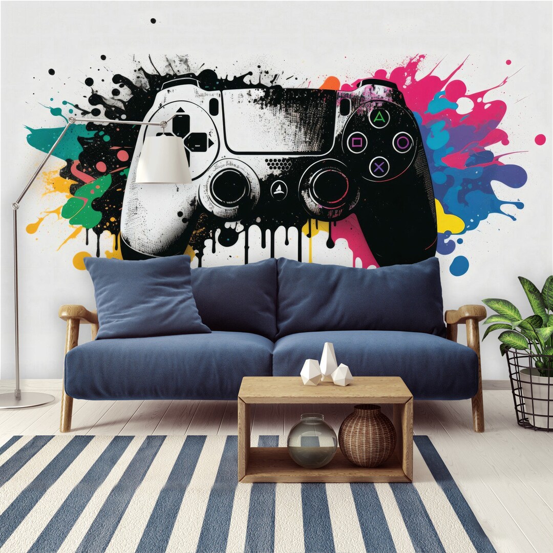 PS5 Controller Graffiti Wallpaper - Ultimate Gamer Room Background ...