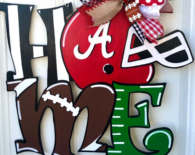 Alabama Home Football Door Hanger / Hand Painted Wood Door Hanger ...