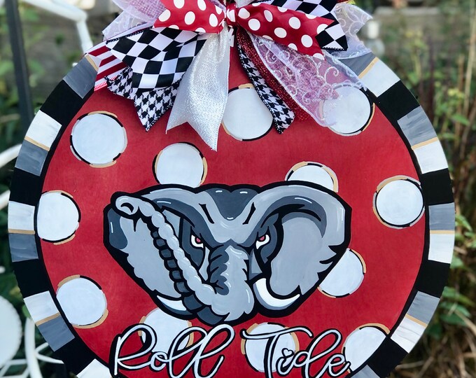 Alabama Crimson Tide Door Hanger | Hand Painted Big Al Porch Sign - Etsy