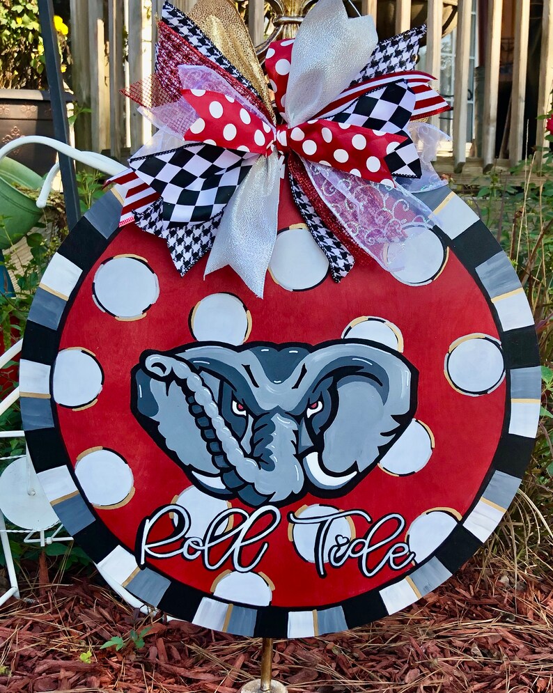 Alabama Crimson Tide Door Hanger | Hand Painted Big Al Porch Sign - Etsy