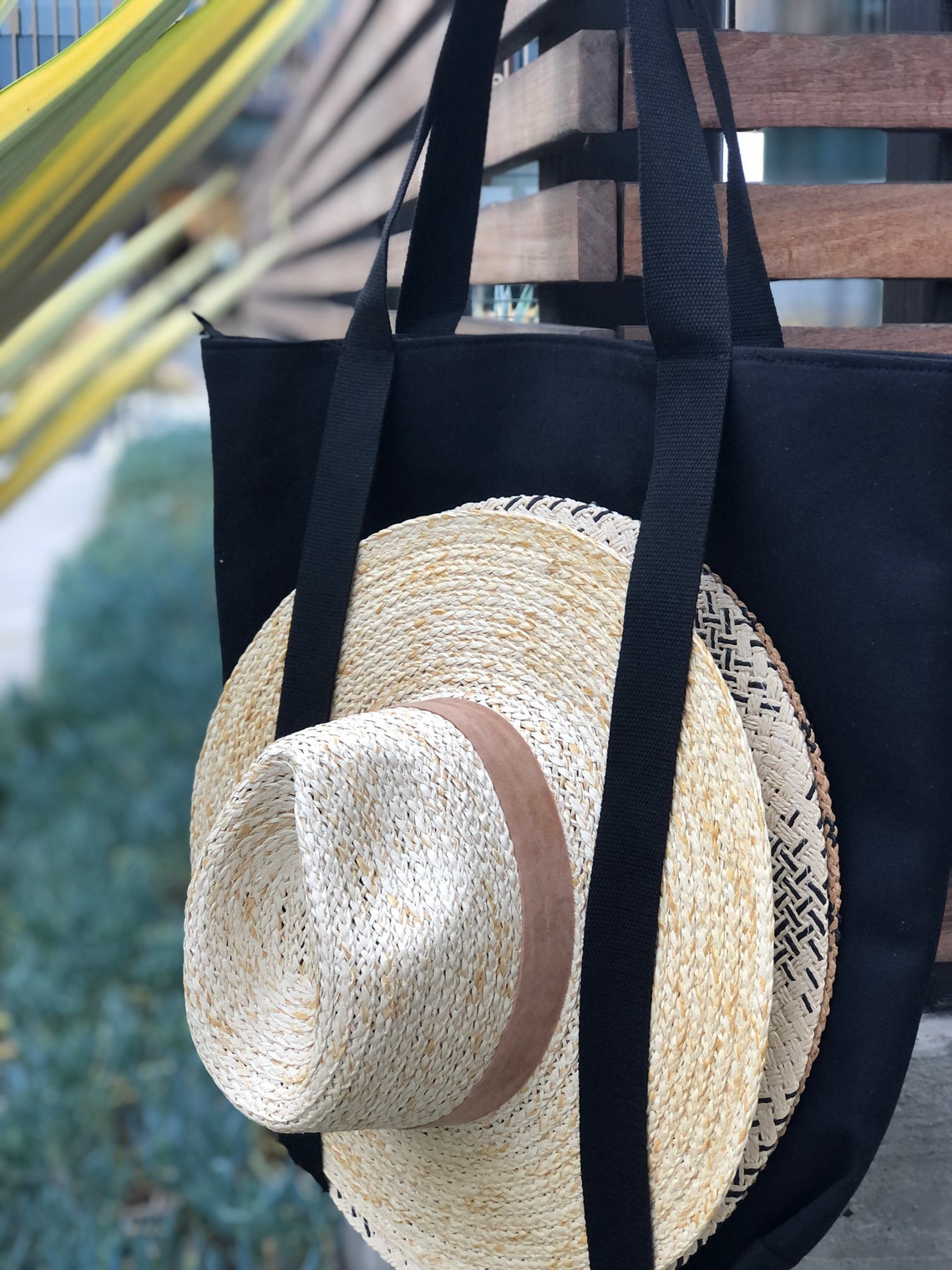 Hat Tote Bag , Carry on , Travel Bag , Vacation Tote , Canvas Tote ...