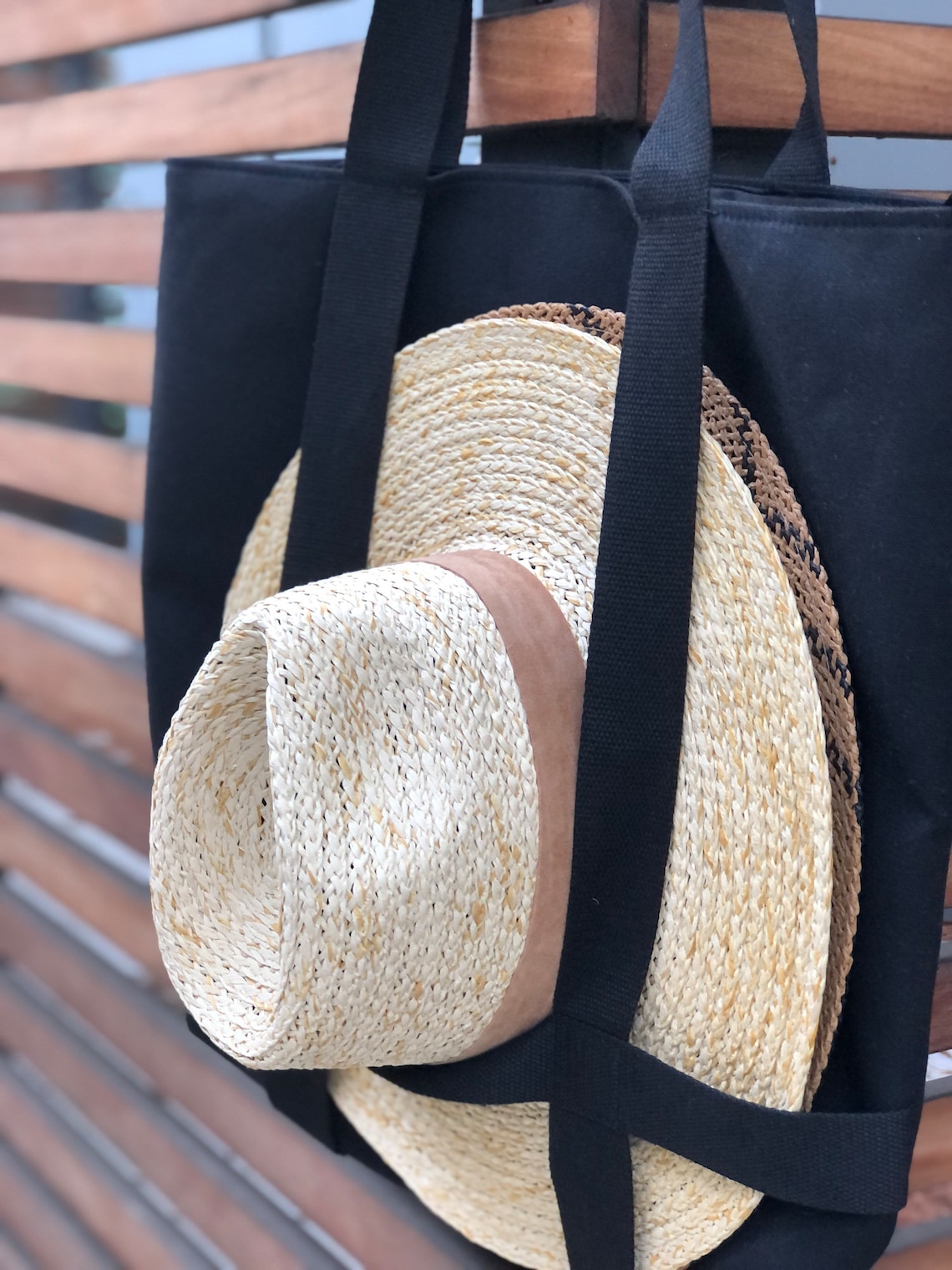 Black Canvas Hat Tote Bag, Travel Carry-on - Etsy