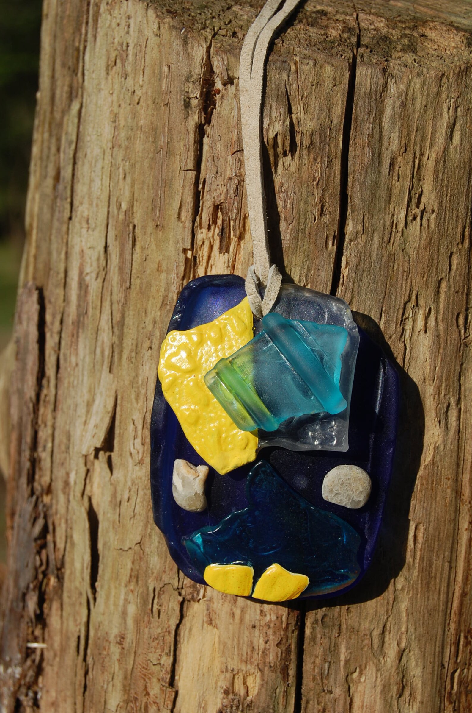 Necklace, Recycled Glass, Tumbled Glass, Tumbled Rock, Hippy, Christian ...