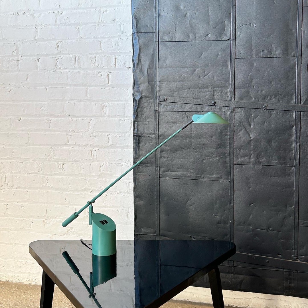 1990s / Y2K Feather Lamp in Rare Cyan Colorway by Robert Sonneman ...