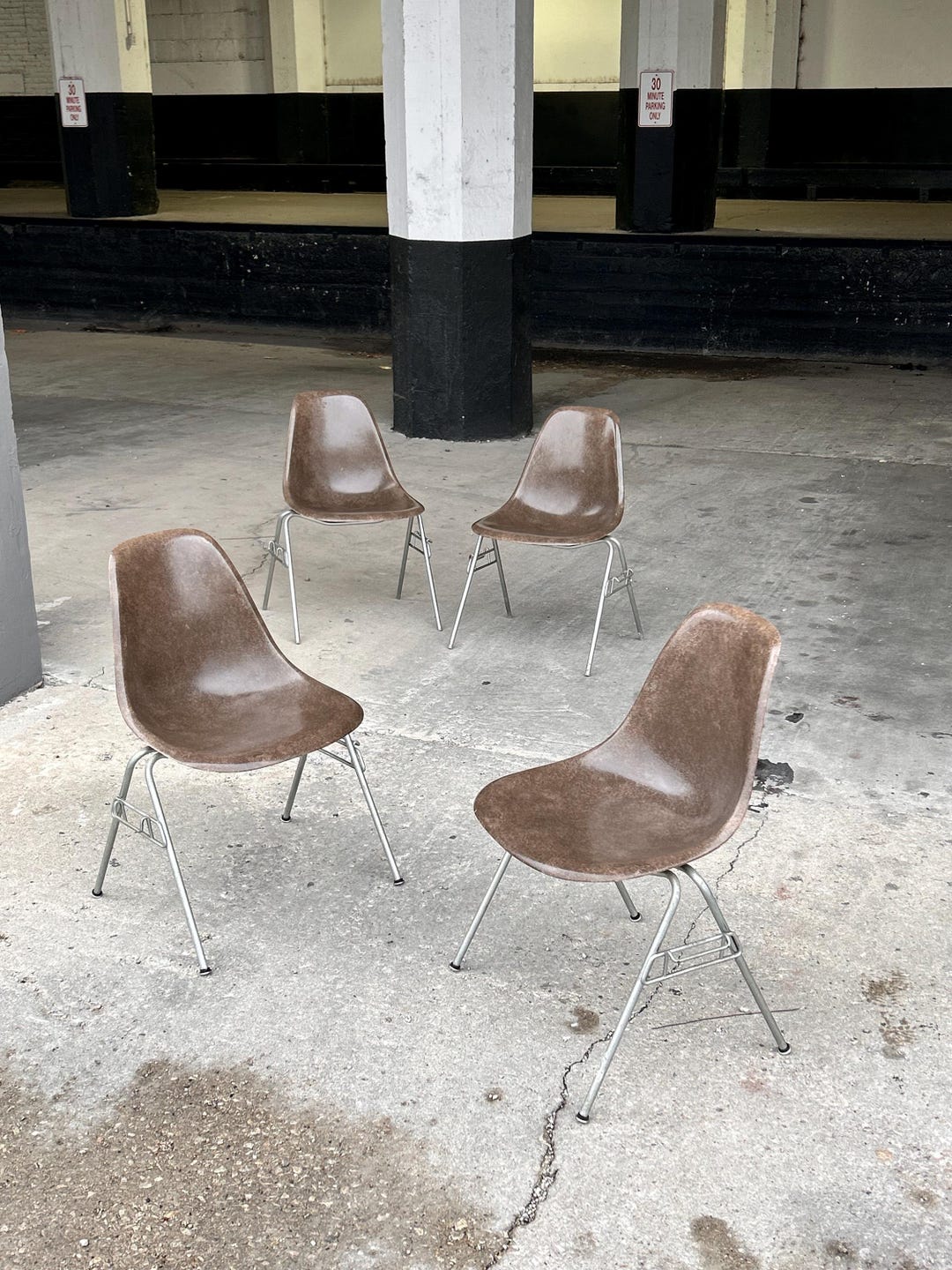 1960’s Fiberglass Original Eames Shell Chairs for Herman Miller in “tan ...