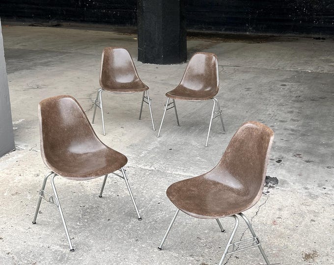 1960’s Fiberglass Original Eames Shell Chairs for Herman Miller in “tan ...