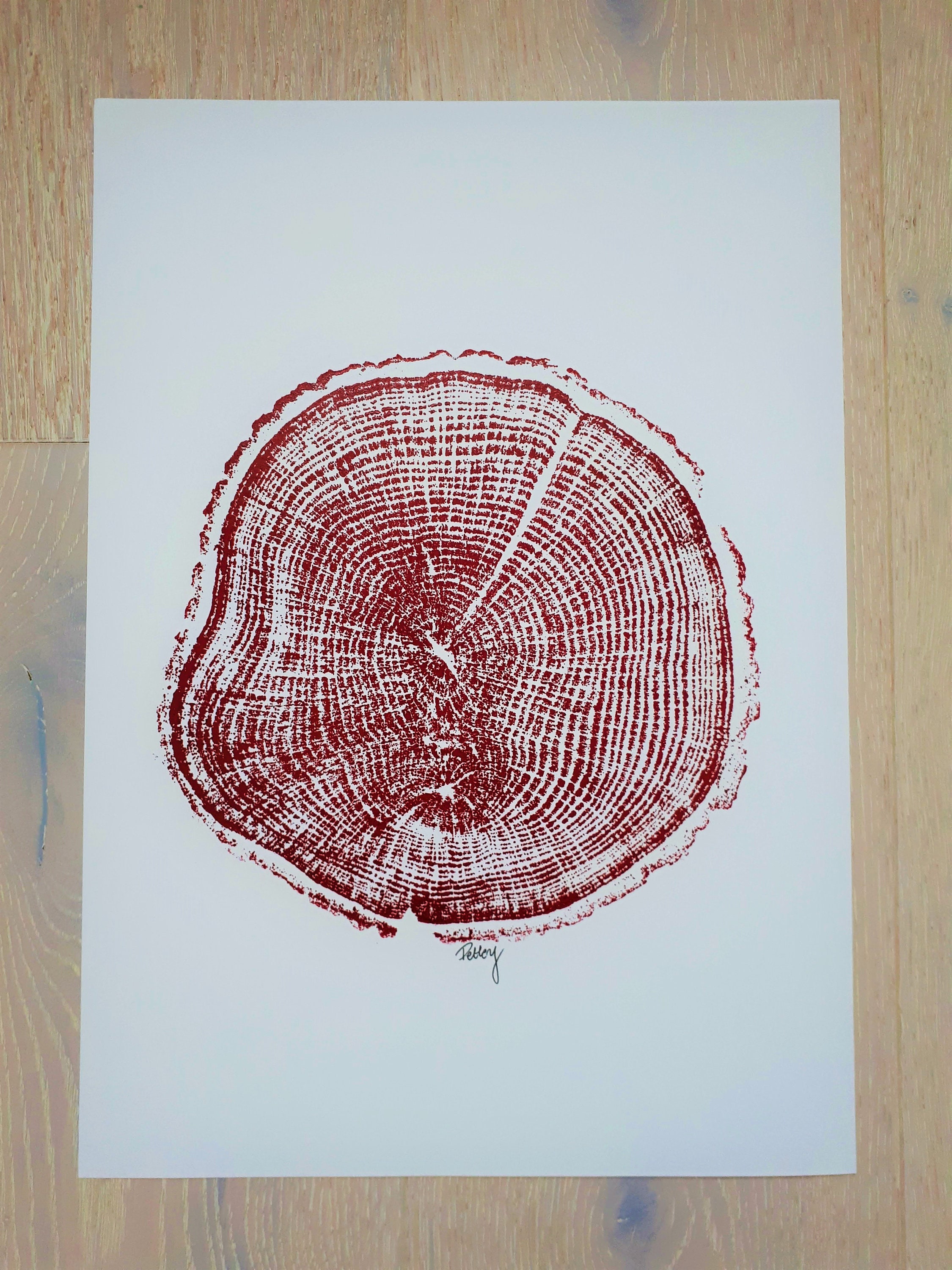 Canterbury Oak Red . Handmade Tree Ring Print . Bohemian Wall | Etsy UK