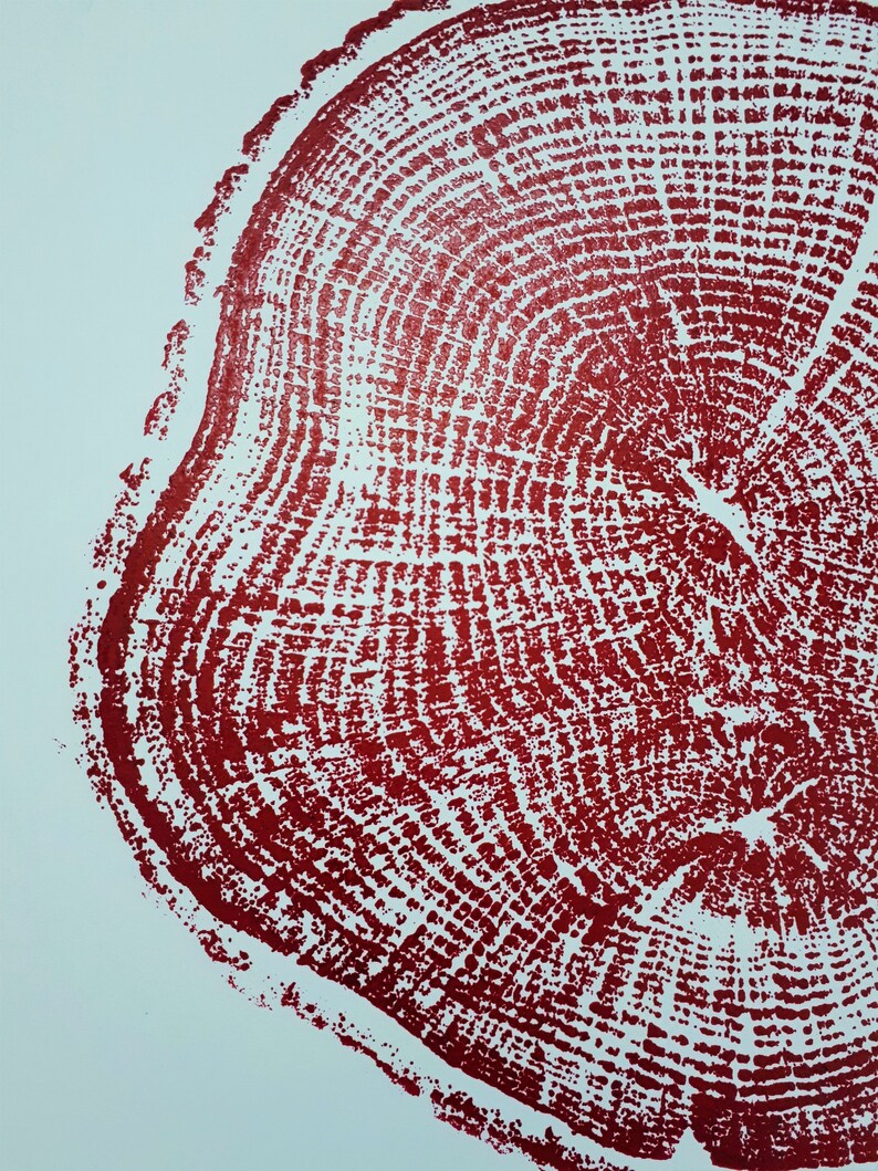 Canterbury Oak Red . Handmade Tree Ring Print . Bohemian Wall | Etsy UK