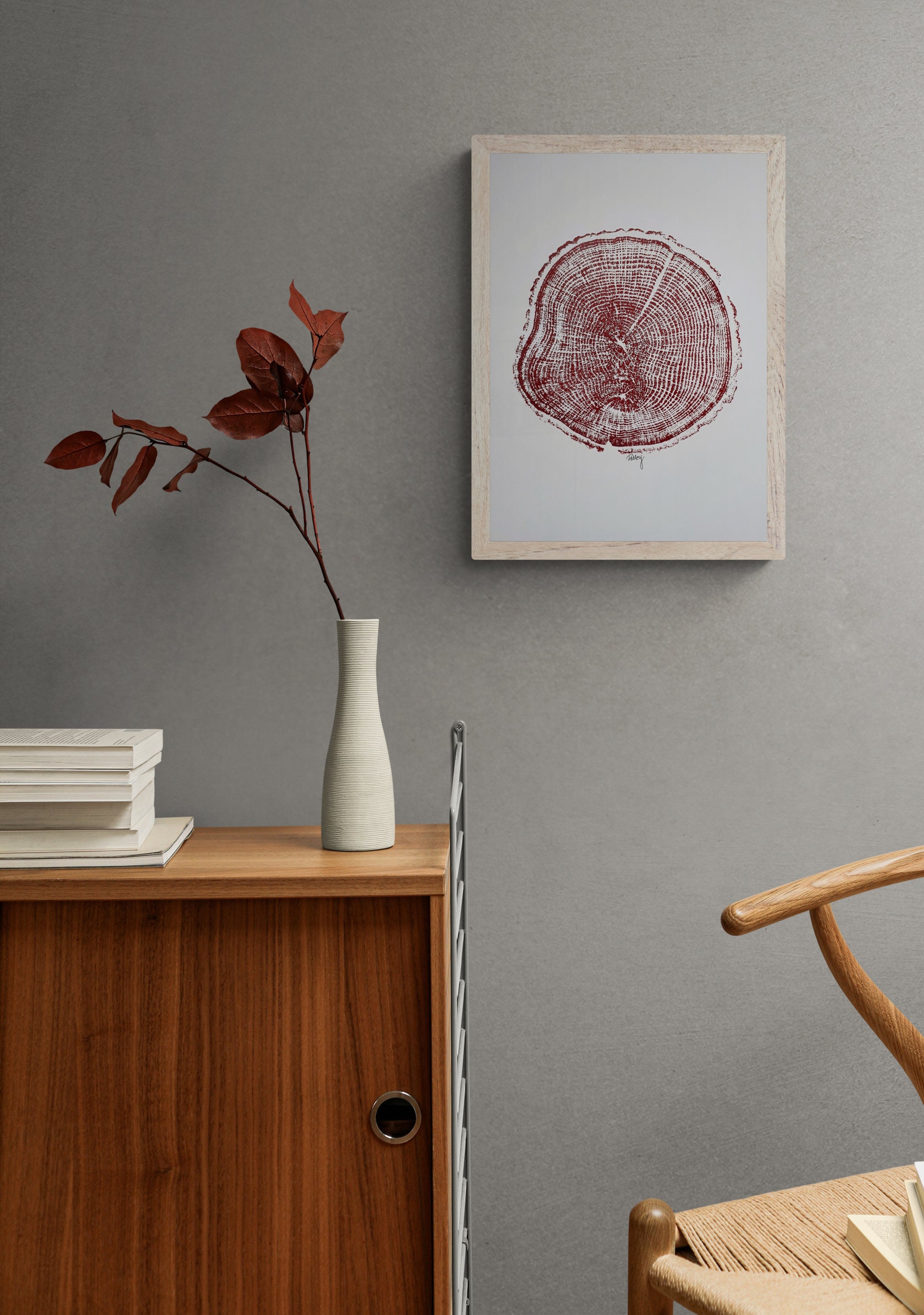 Canterbury Oak Red . Handmade Tree Ring Print . Bohemian Wall - Etsy UK