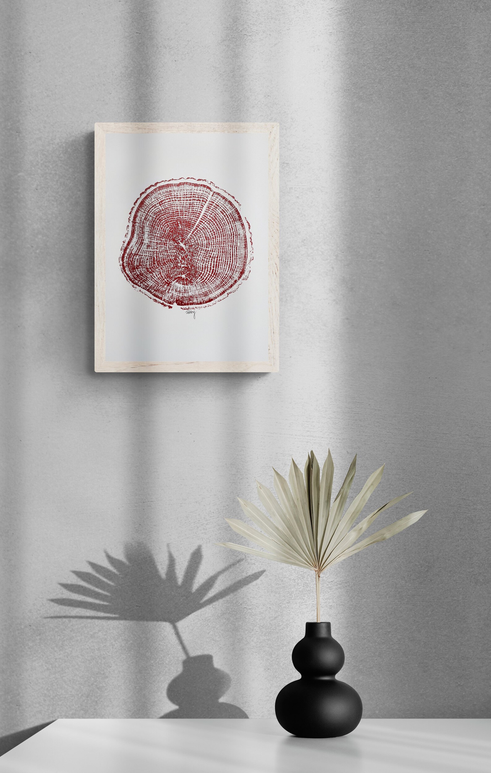 Canterbury Oak Red . Handmade Tree Ring Print . Bohemian Wall - Etsy UK