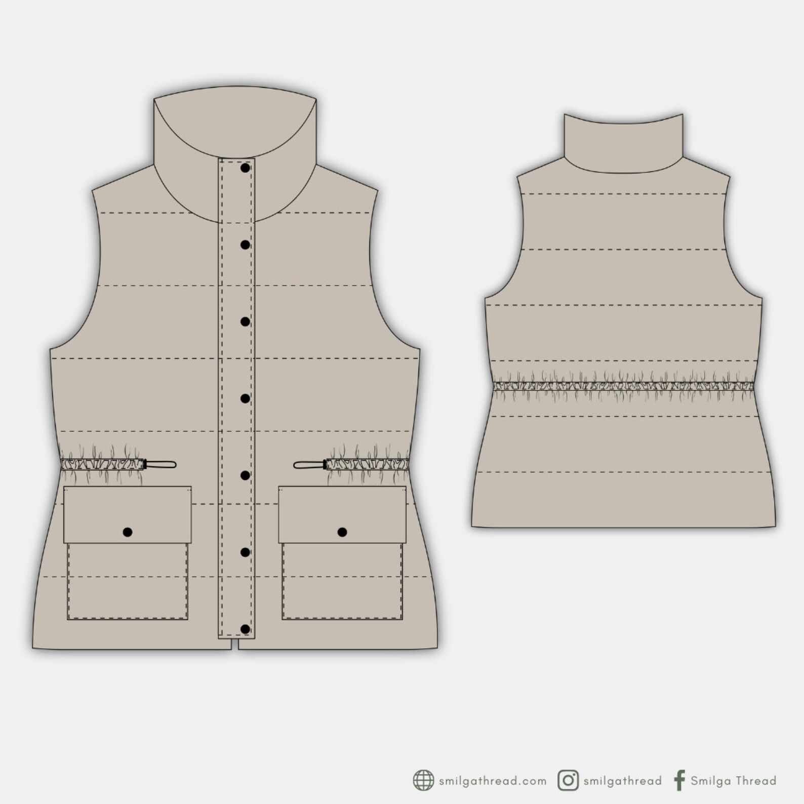 Sand Puffer Vest PDF Sewing Pattern | Etsy Canada