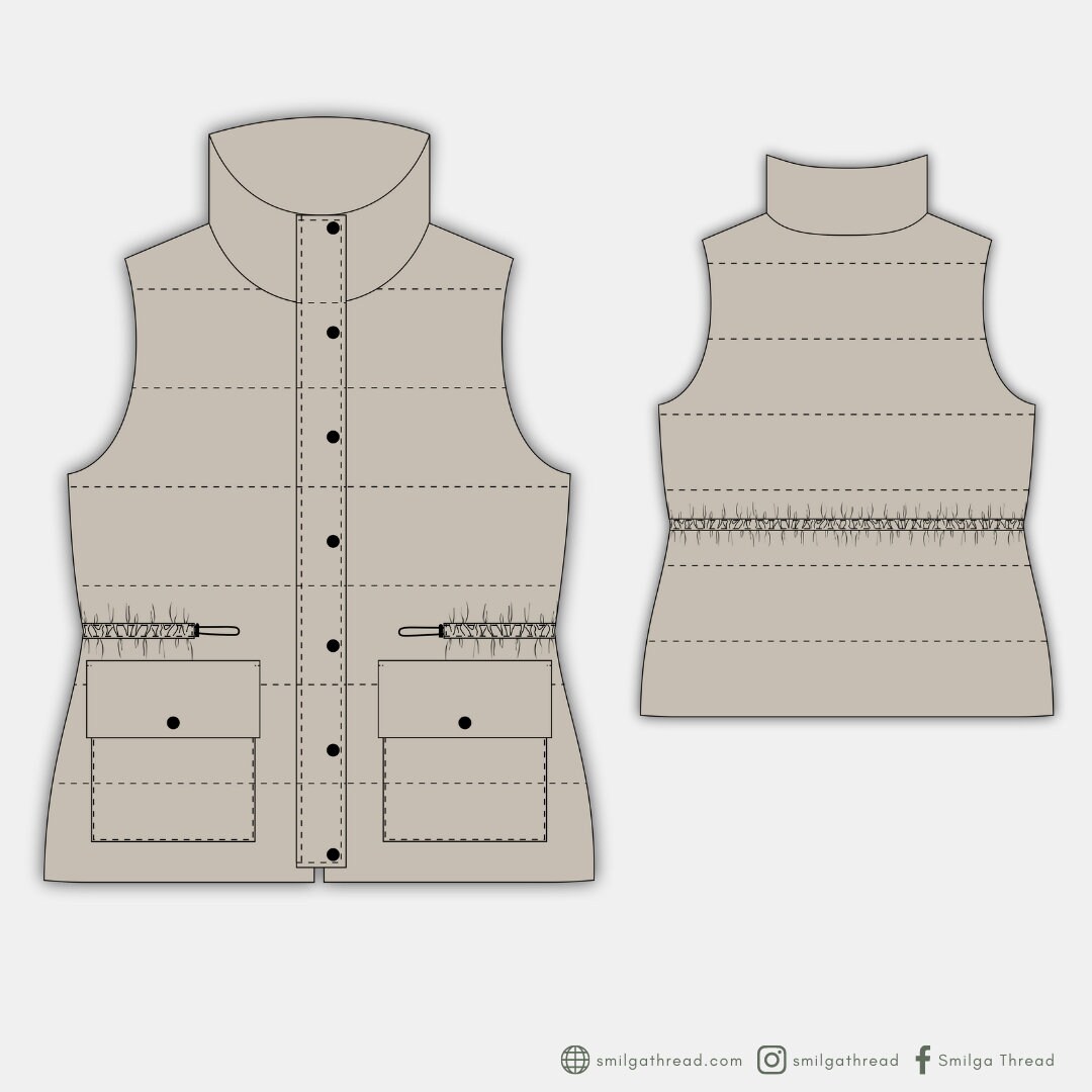 Sand Puffer Vest PDF Sewing Pattern | Etsy Canada