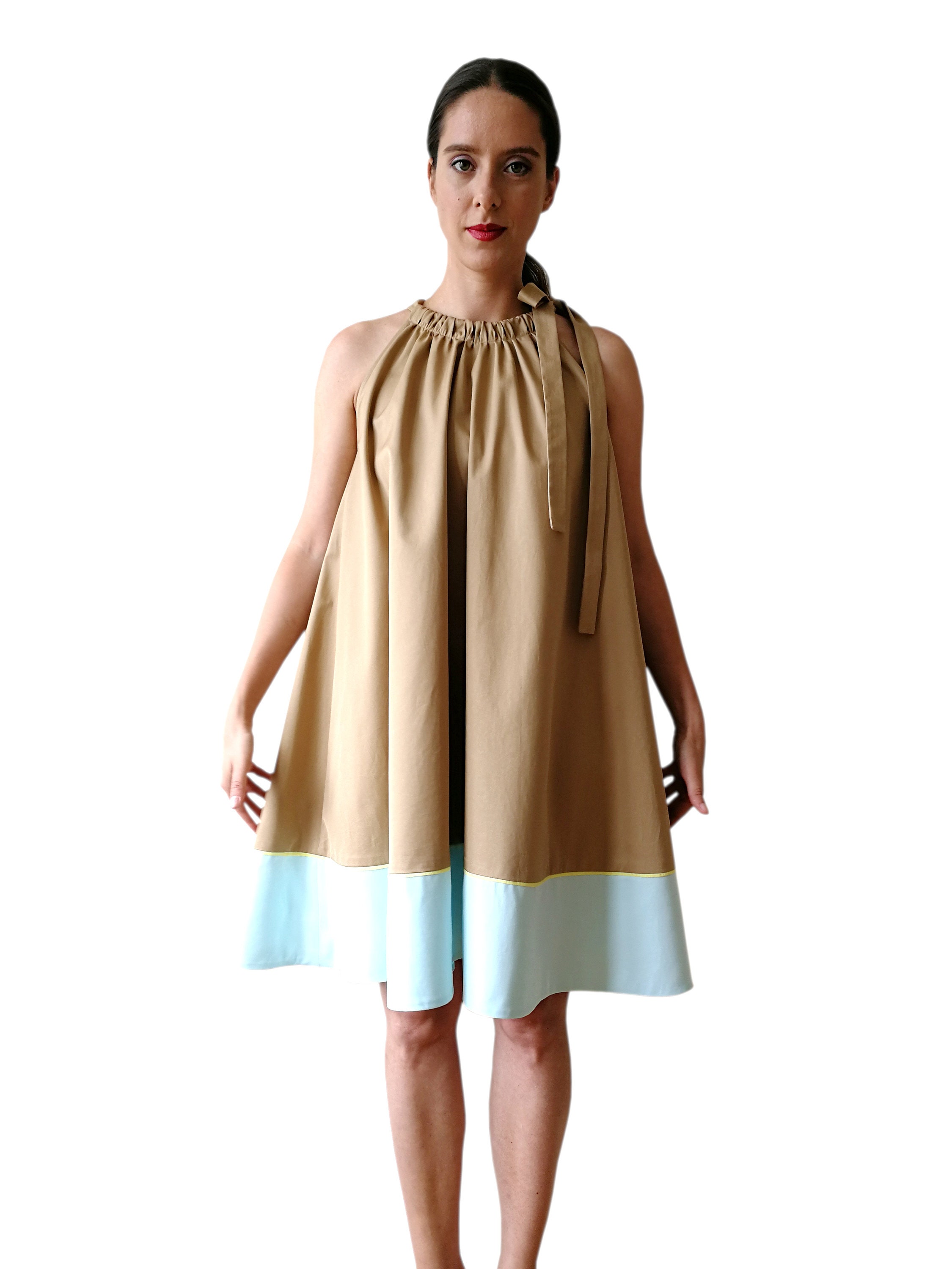Halter Neck Color Block Tent Dress PDF Sewing Pattern Sizes - Etsy