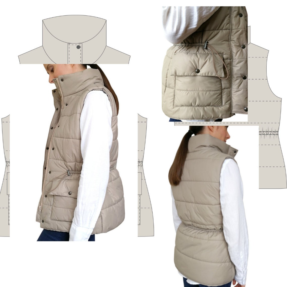 Sand Puffer Vest PDF Sewing Pattern | Etsy Canada