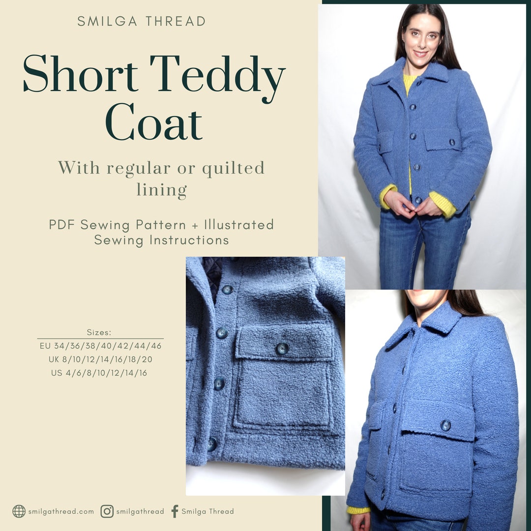 Teddy Coat PDF Sewing Pattern | Coat With Lining | Sizes EU34-46 UK8-20 ...