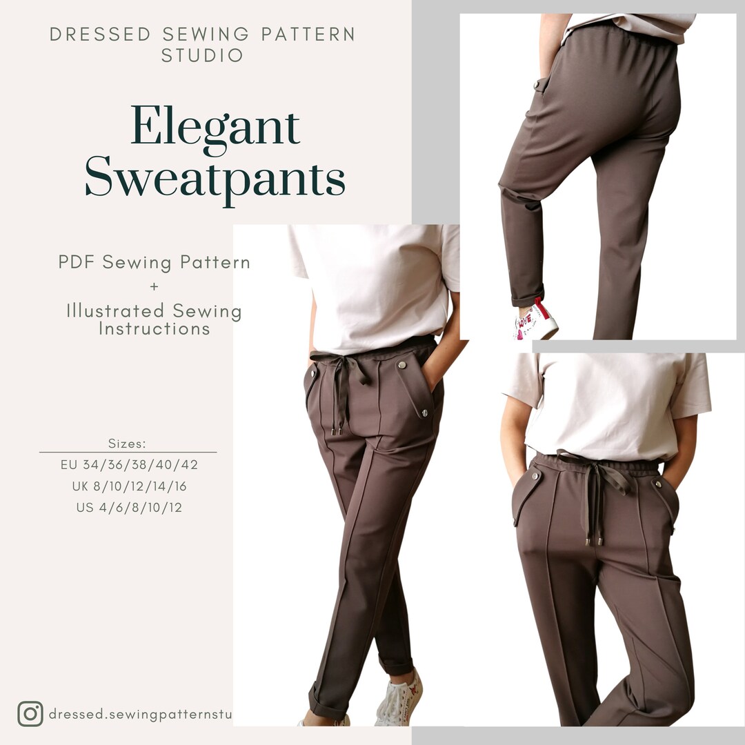 Sweatpants PDF Sewing Pattern | Sizes EU34-42 UK8-16 US4-12 | Digital ...