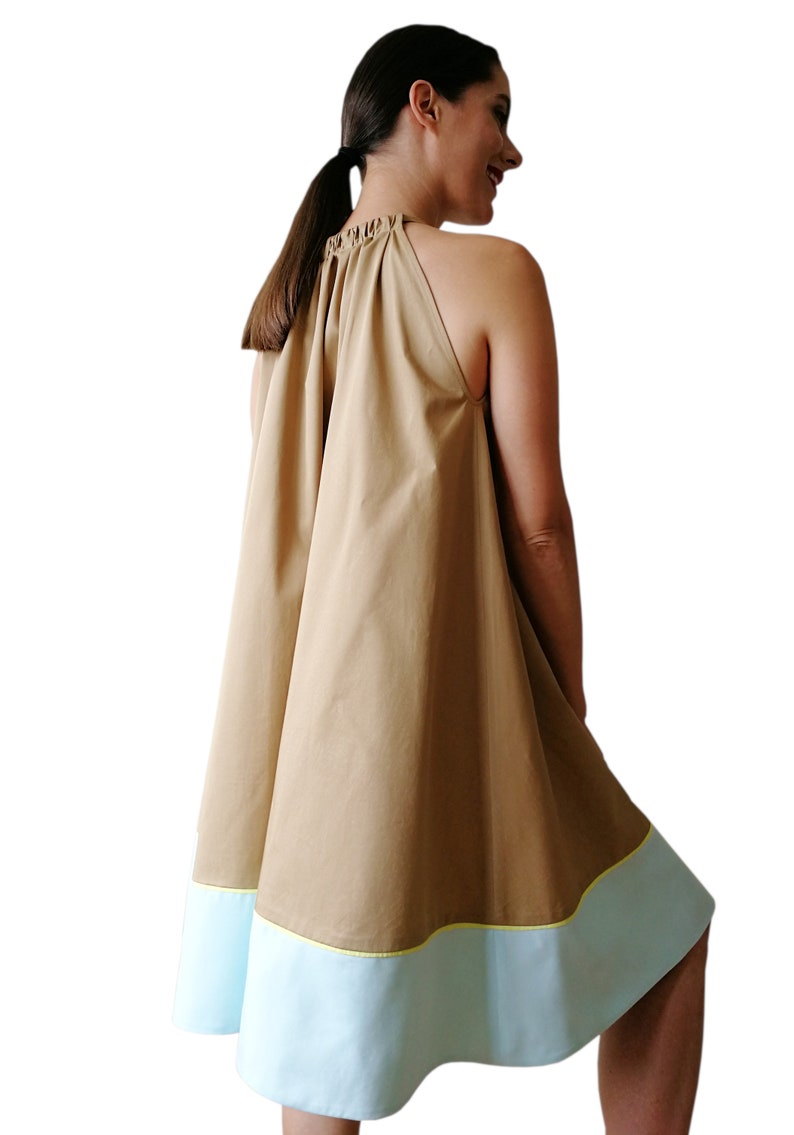 Halter Neck Color Block Tent Dress PDF Sewing Pattern | Sizes EU34-42 ...