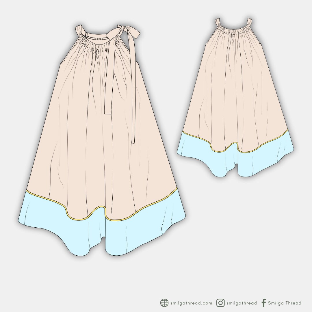Halter Neck Color Block Tent Dress PDF Sewing Pattern Sizes - Etsy