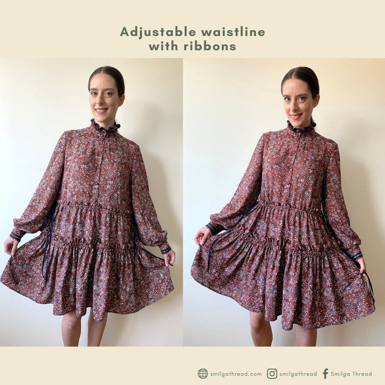 Knee Length Ruffle Dress PDF Sewing Pattern | Lily Dress | Sizes EU34 ...