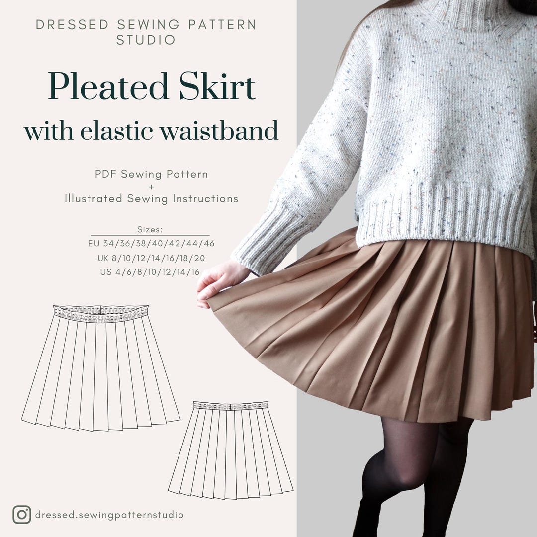 Pleated Skirt Pattern - Mini Skirt Sewing Pattern - Skirt Pattern ...