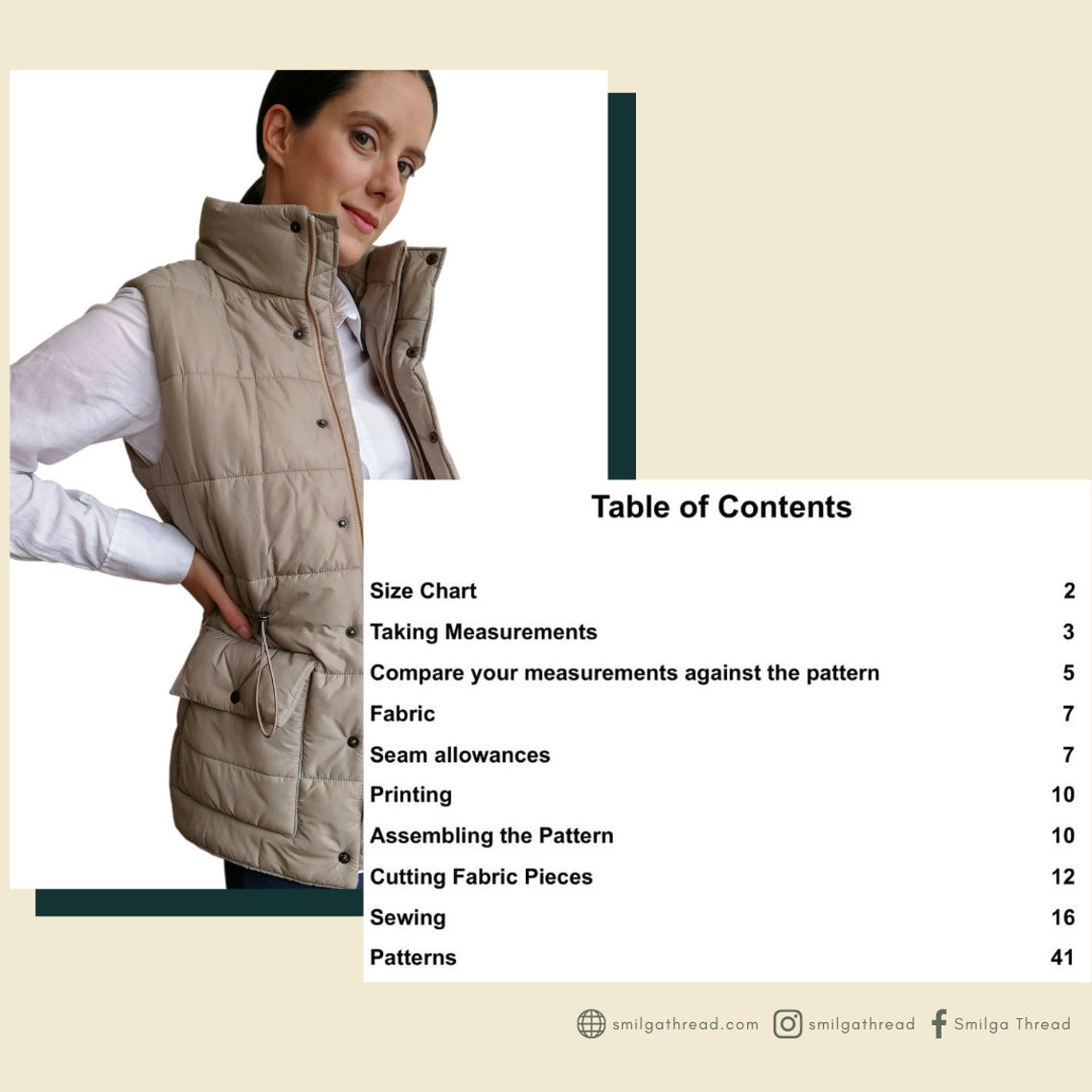 Sand Puffer Vest PDF Sewing Pattern | Etsy Canada