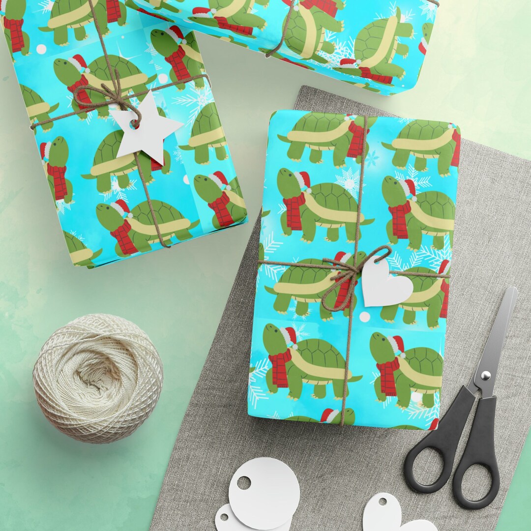 Santa Hat Turtles Christmas Wrapping Paper Unique Gift Wrap Custom ...