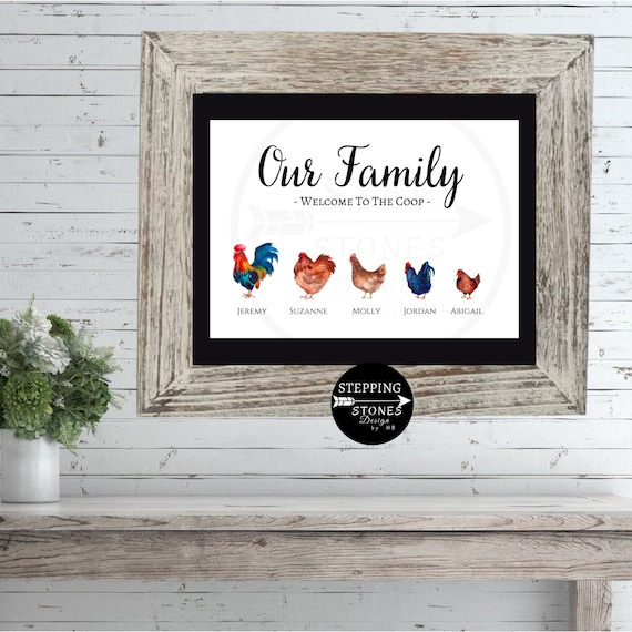 Chicken Family Wall Print Chicken Family Gift Digital Print | Etsy